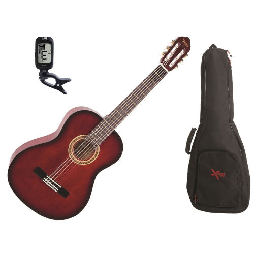 VALENCIA FULL SIZE CLASSICAL GUITAR PACK RED VALENCIA FULL SIZE CLASSICAL GUITAR PACK RED