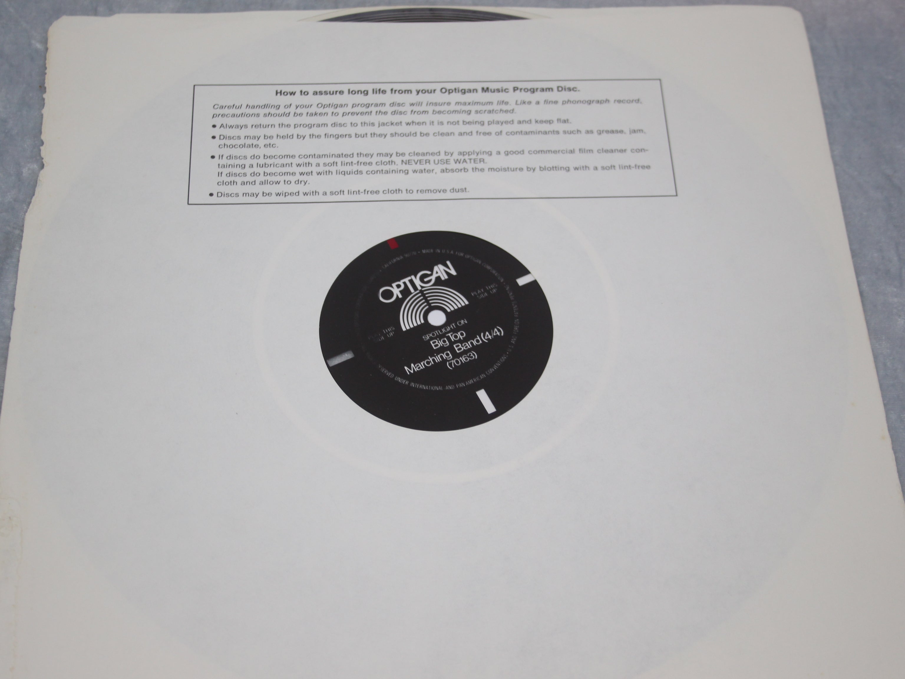 Optigan Disc Big Top Marching Band No Sleeve