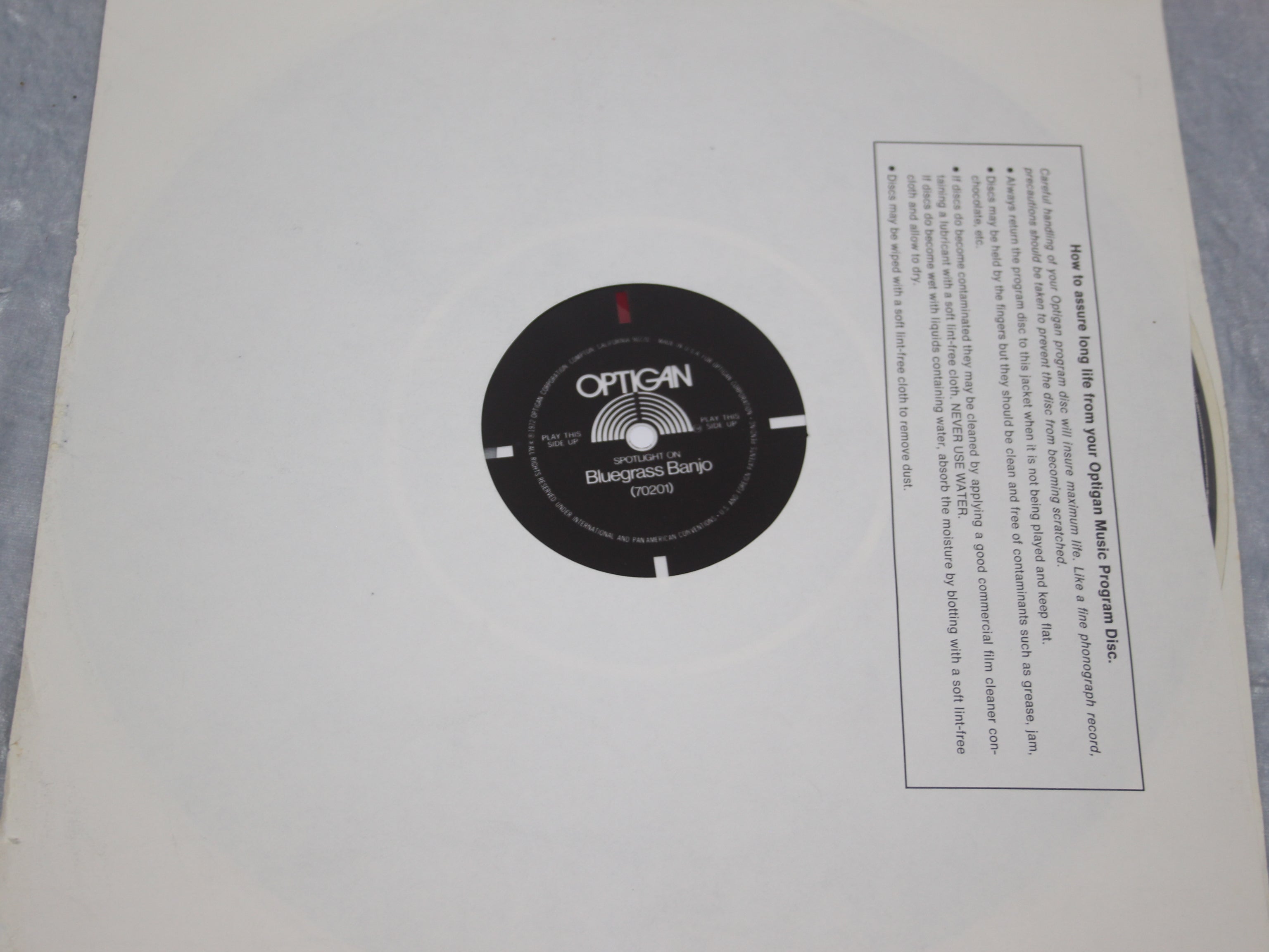 Optigan Disc Blugrass Banjo No Sleeve